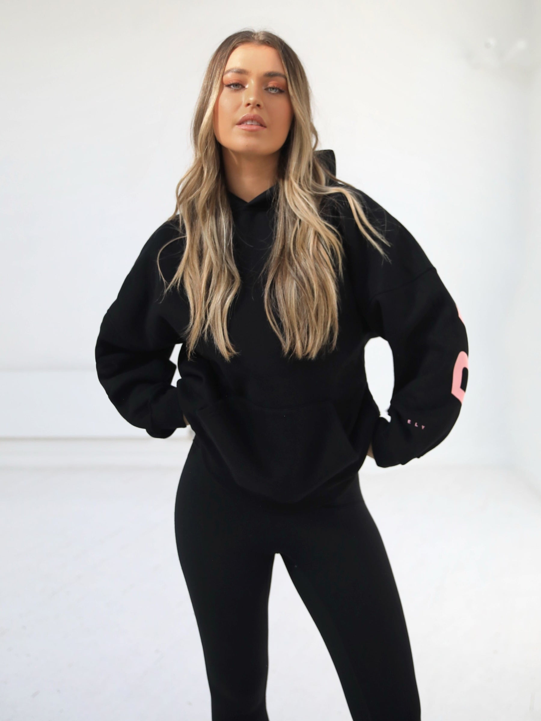 Buy Blakely Members Isabel Black & Pink Oversized Hoodie | Free ...