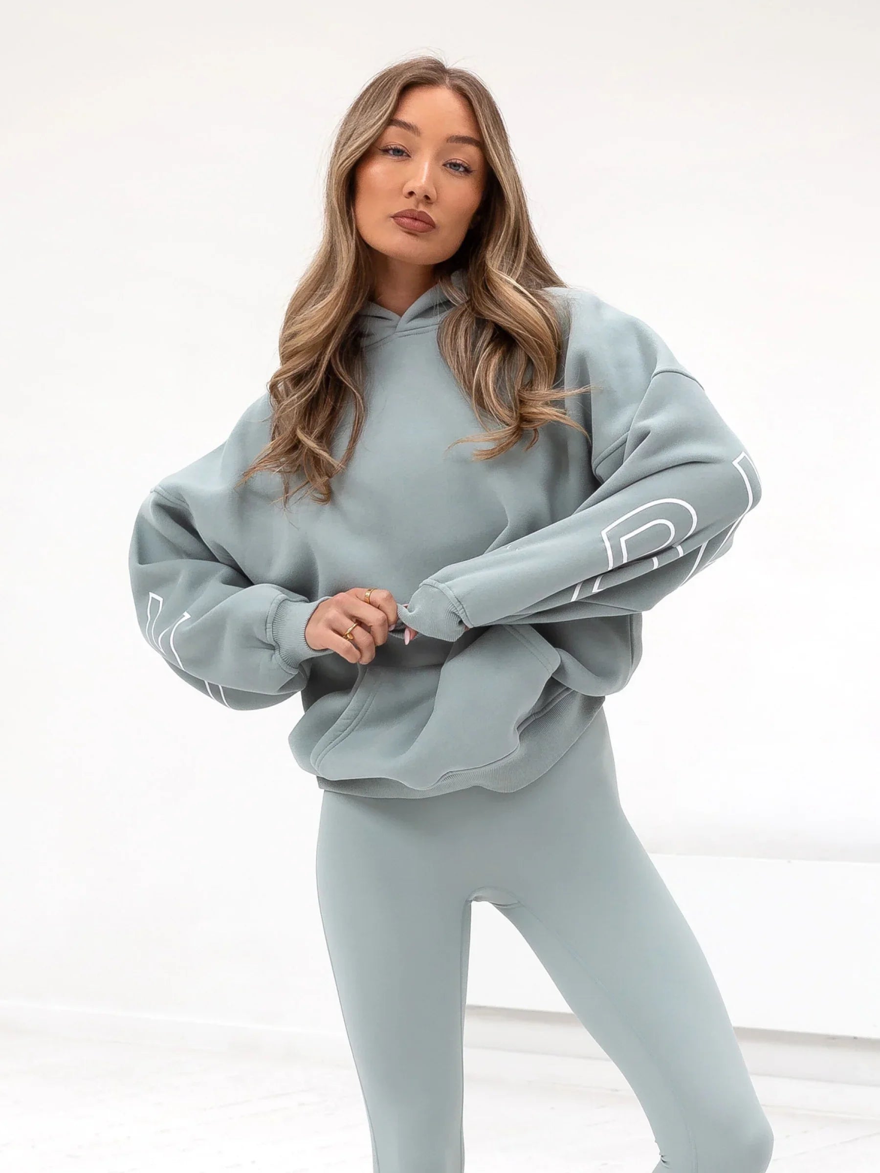 Buy Blakely Mineral Blue Outline Isabel Oversized Hoodie | Free ...