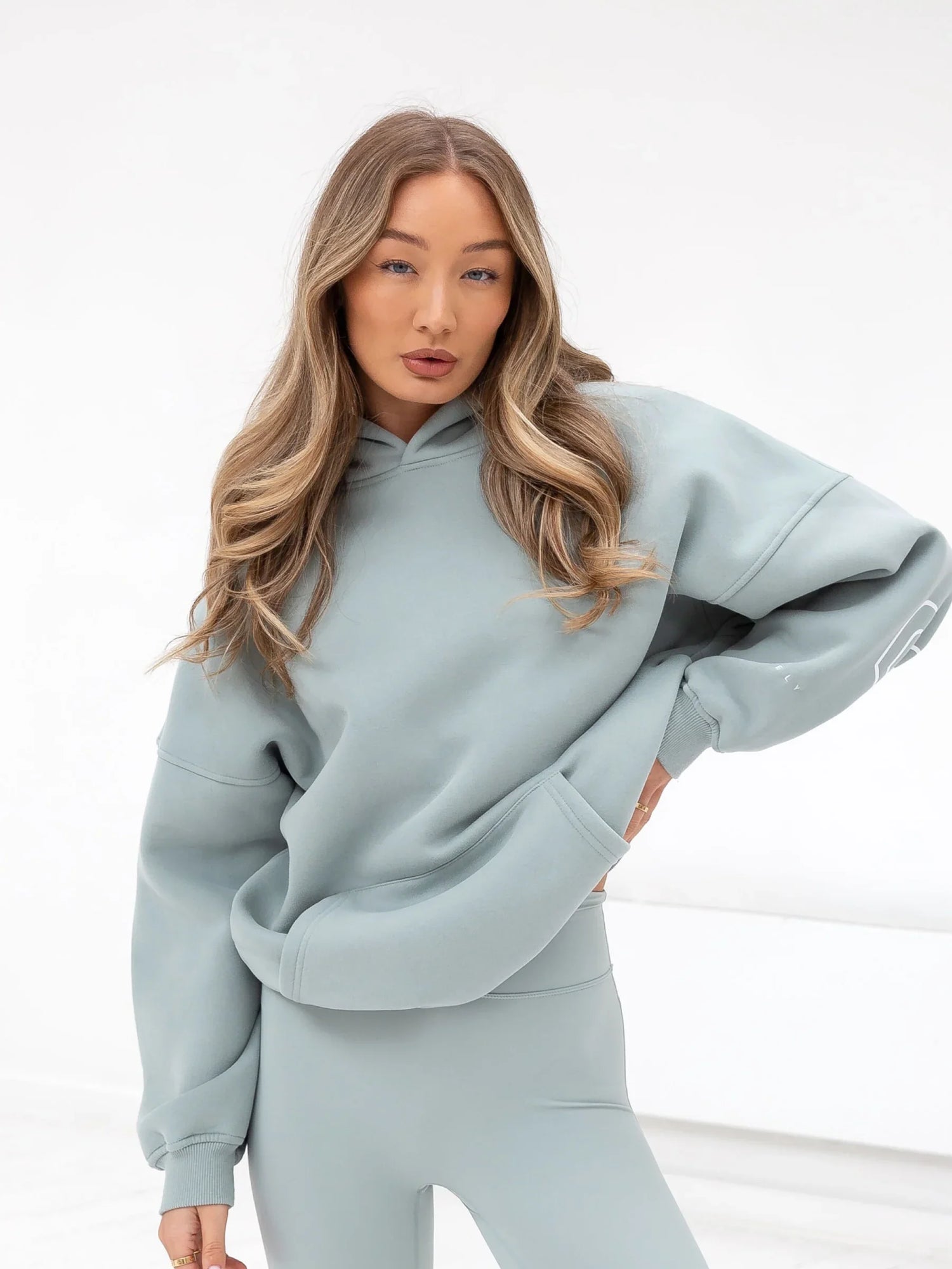 Buy Blakely Mineral Blue Outline Isabel Oversized Hoodie | Free ...