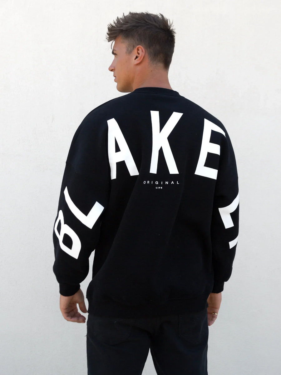 Blakely Clothing Idris Mens Black Oversized Jumper | Free delivery on ...