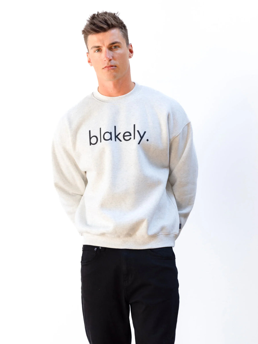 Buy Blakely Marl White Logo Relaxed Jumper | Free delivery on orders ...