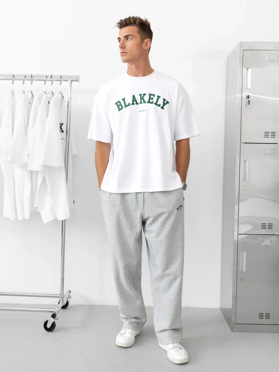 Buy Blakely Mens White & Pine Green Varsity Unfitted T-Shirt | Free ...
