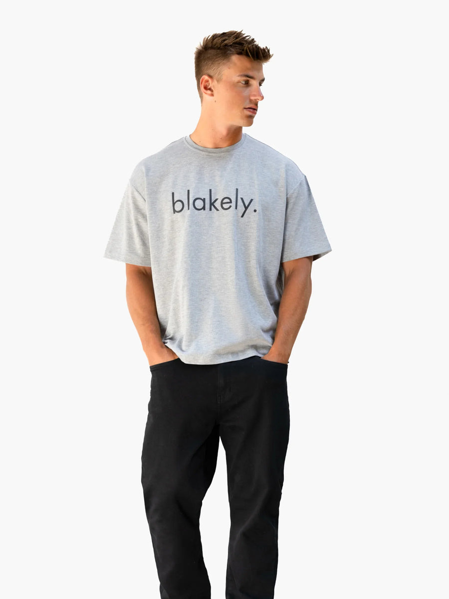 Buy Blakely Marl Grey Logo Unfitted T-Shirt | Free delivery on orders ...
