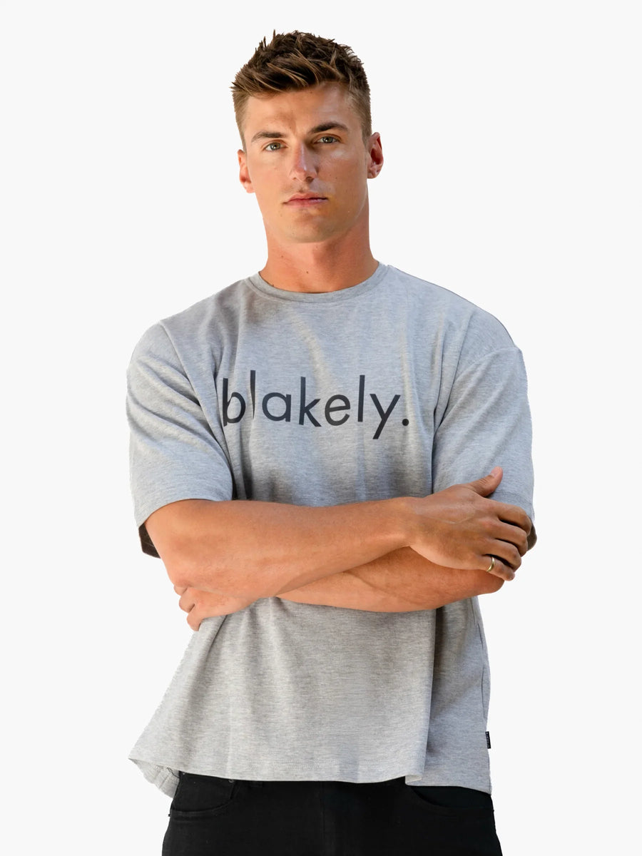Buy Blakely Marl Grey Logo Unfitted T-Shirt | Free delivery on orders ...