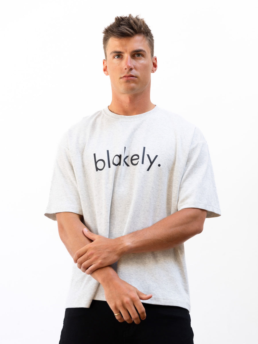 Buy Blakely Marl White Logo Unfitted T-Shirt | Free delivery on orders ...