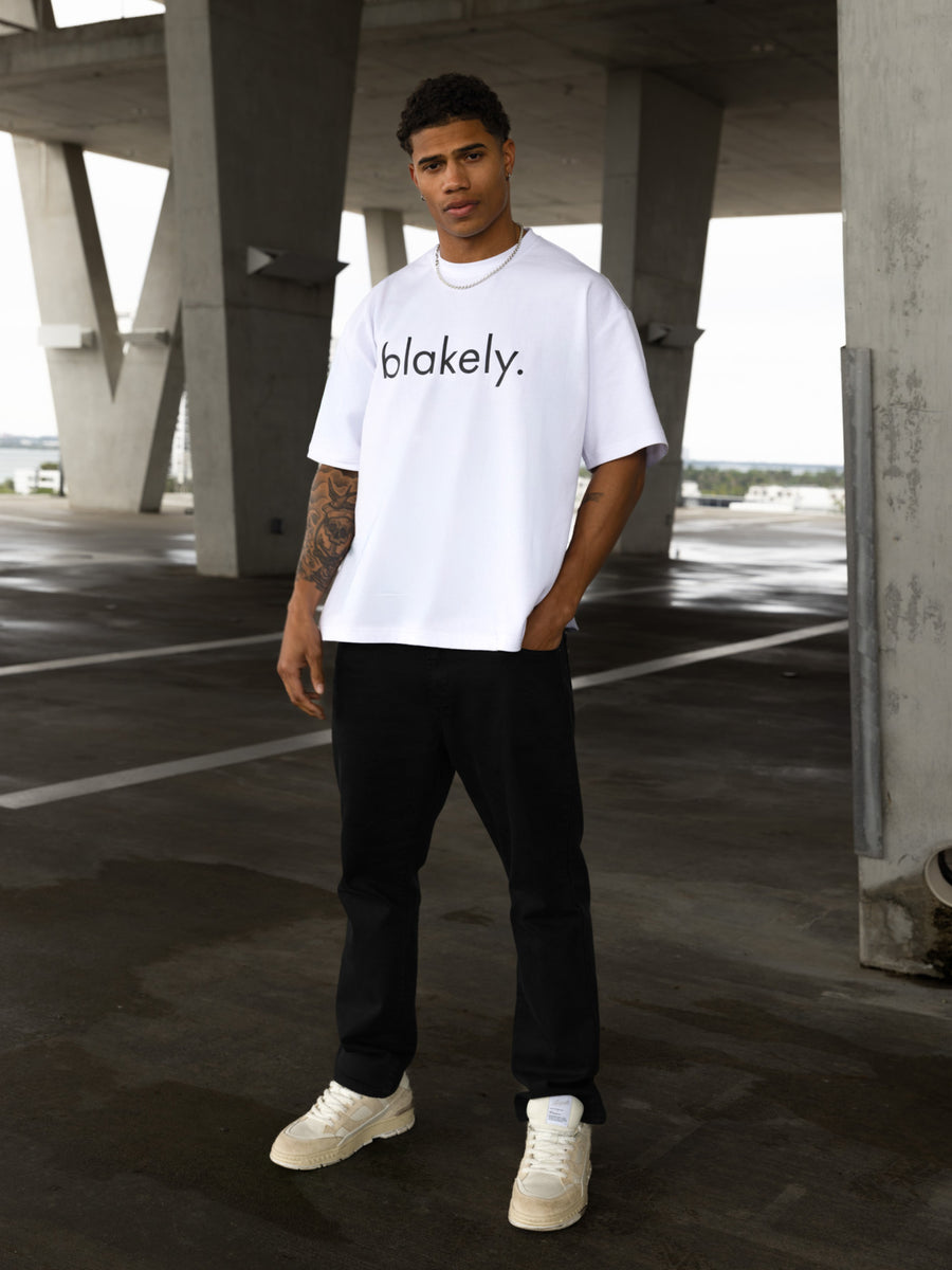 Buy Blakely White Logo Unfitted T-Shirt | Free delivery on orders over ...