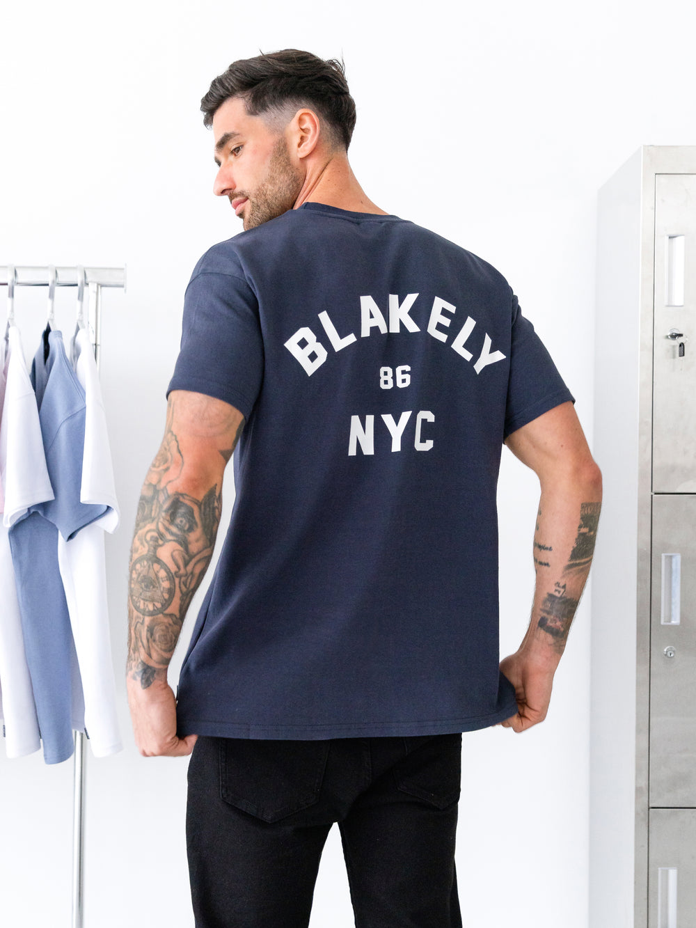 Buy Blakely Mens True Navy NYC Relaxed T-Shirt | Free delivery on ...