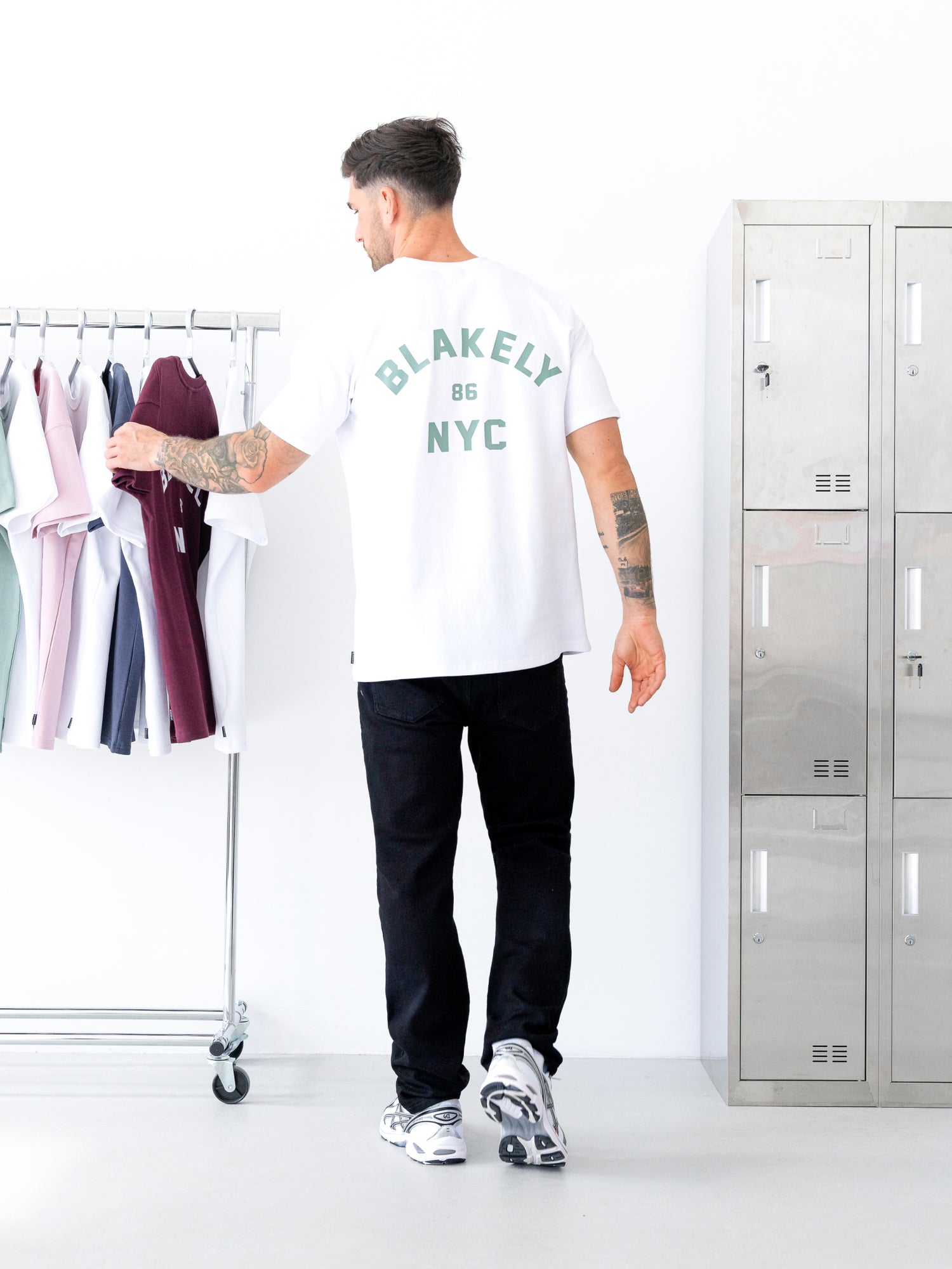 Buy Blakely Mens White & Sage Green NYC Relaxed T-Shirt | Free delivery ...