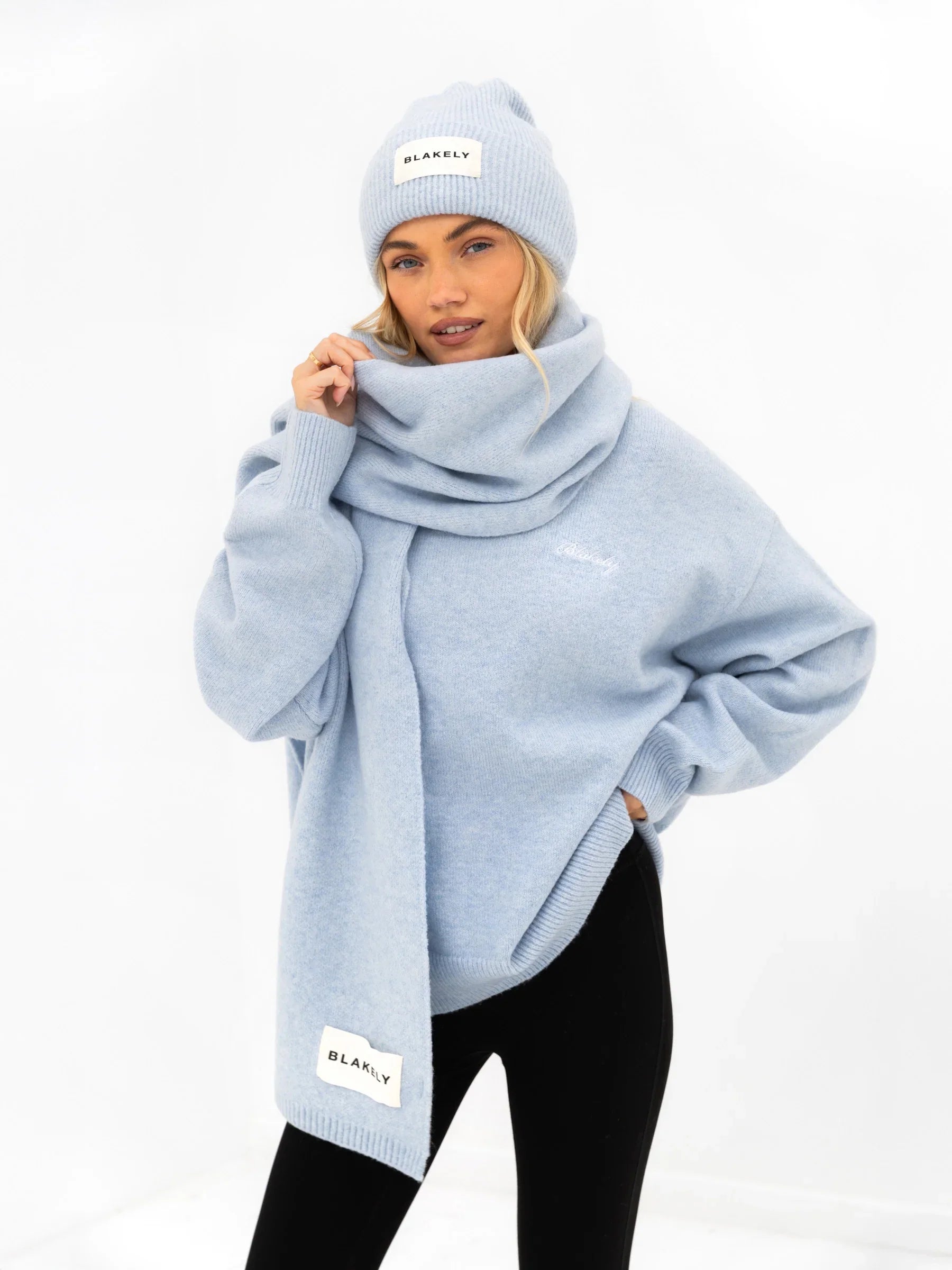 Buy Blakely Womens Baby Blue Oversized Knitted Jumper | Free delivery ...