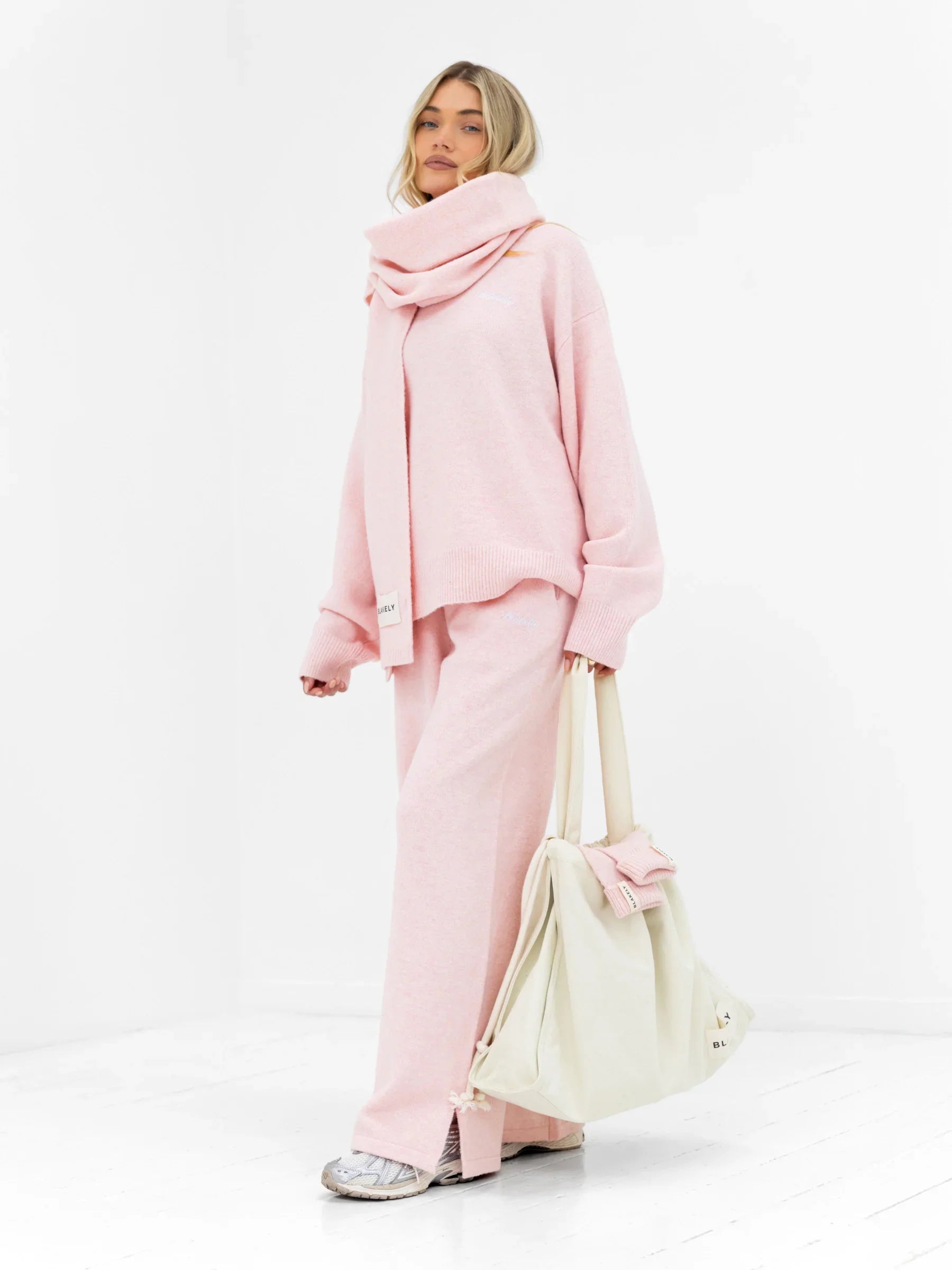 Buy Blakely Womens Marshmallow Pink Oversized Knitted Jumper | Free ...