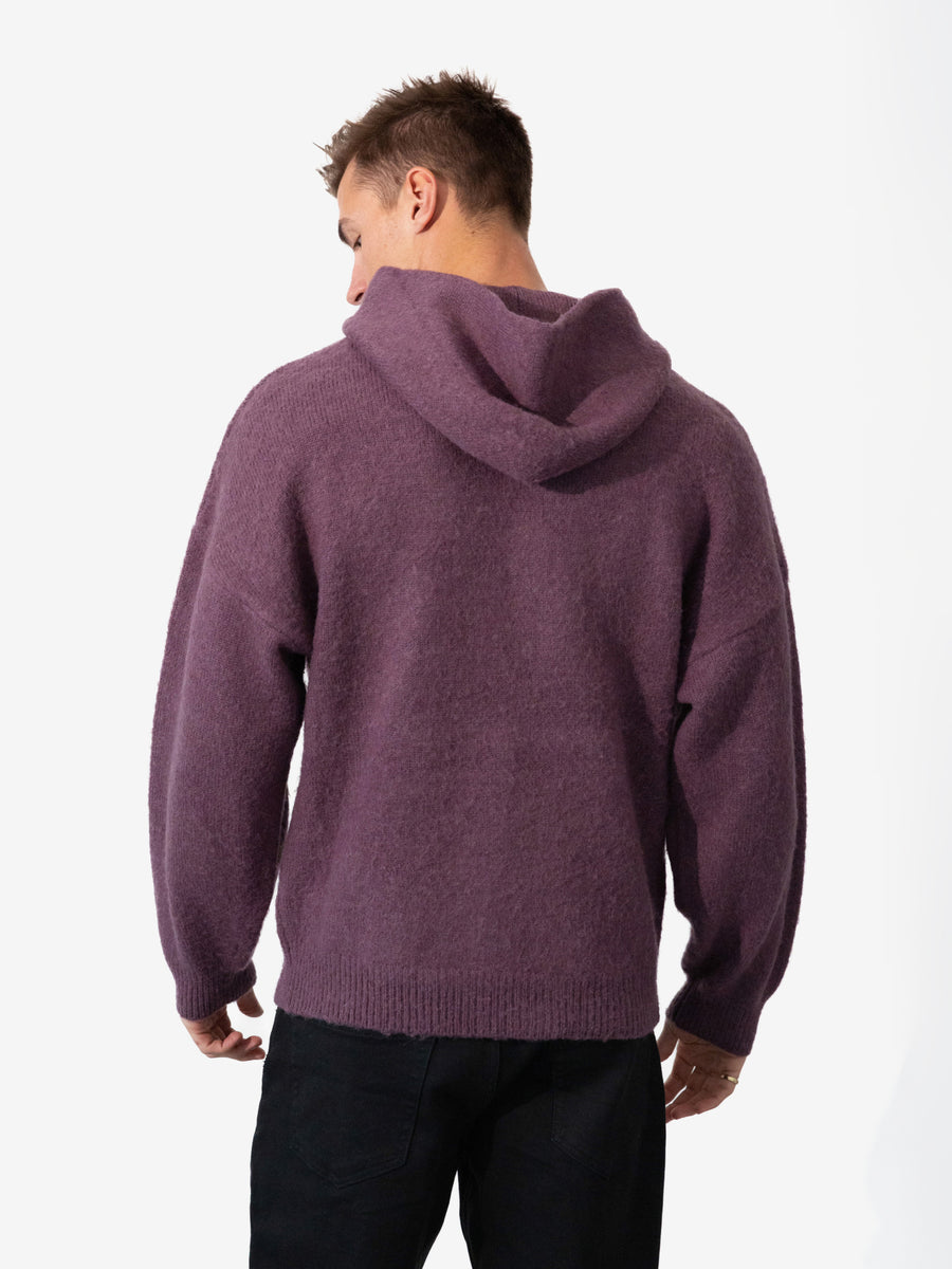 Buy Blakely Mens Plum Marley Relaxed Knitted Hoodie | Free delivery on ...