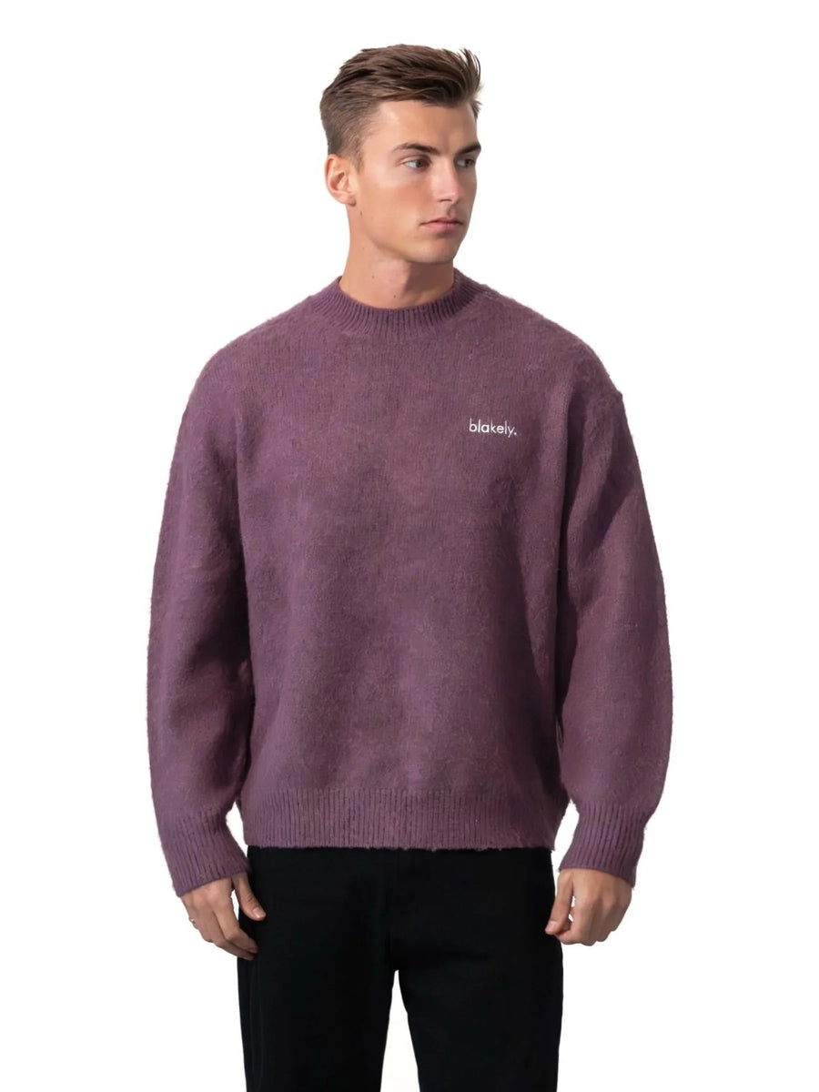 Buy Blakely Mens Plum Mason Relaxed Knitted Jumper | Free deliver on ...
