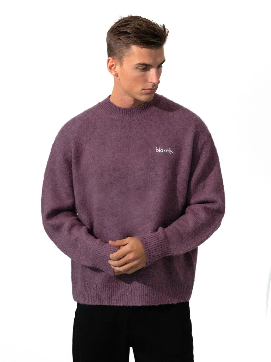 Buy Blakely Mens Plum Mason Relaxed Knitted Jumper | Free deliver on ...