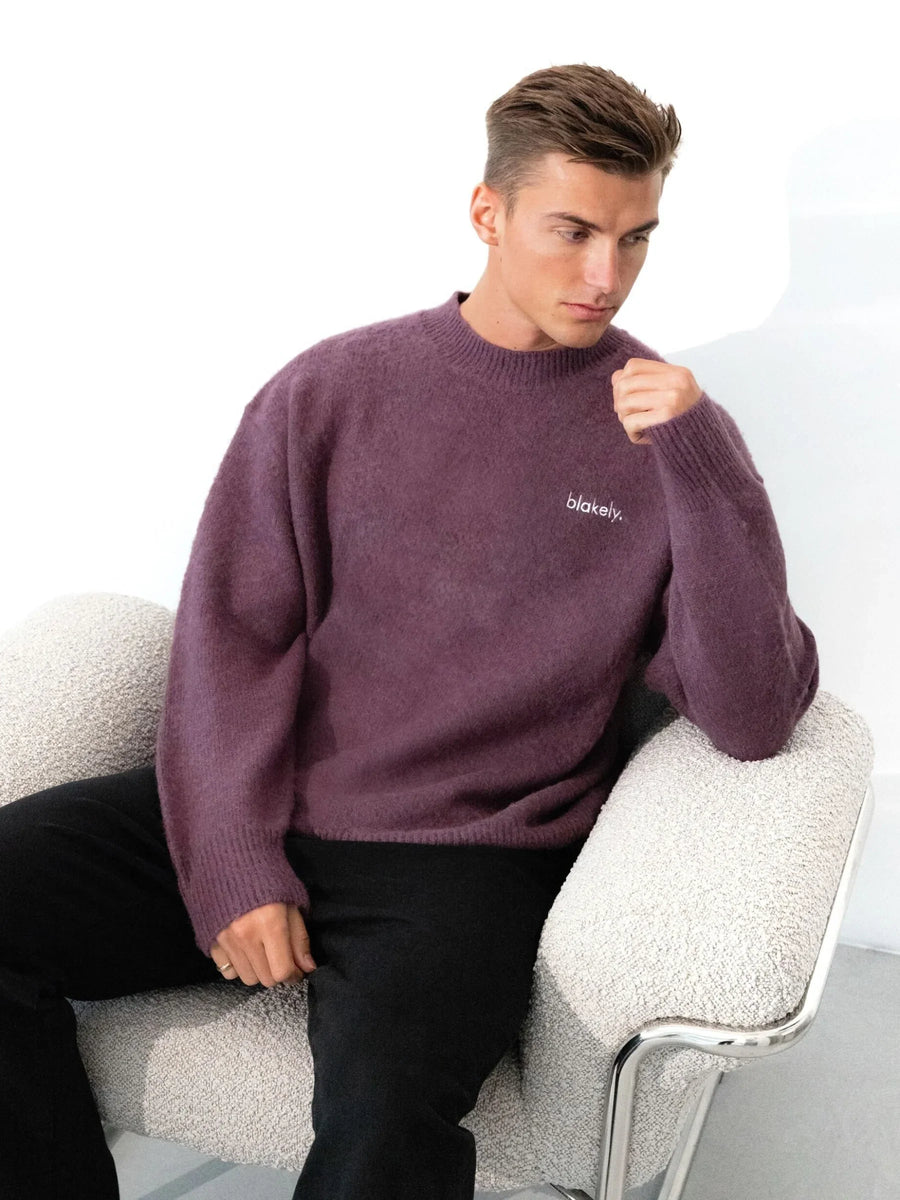 Buy Blakely Mens Plum Mason Relaxed Knitted Jumper | Free deliver on ...