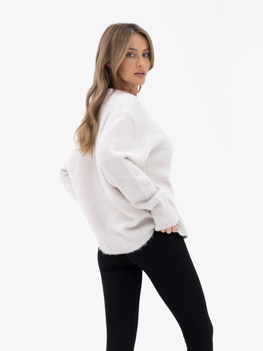 Buy Blakely Womens Marl White Marley Oversized Knitted Jumper | Free ...