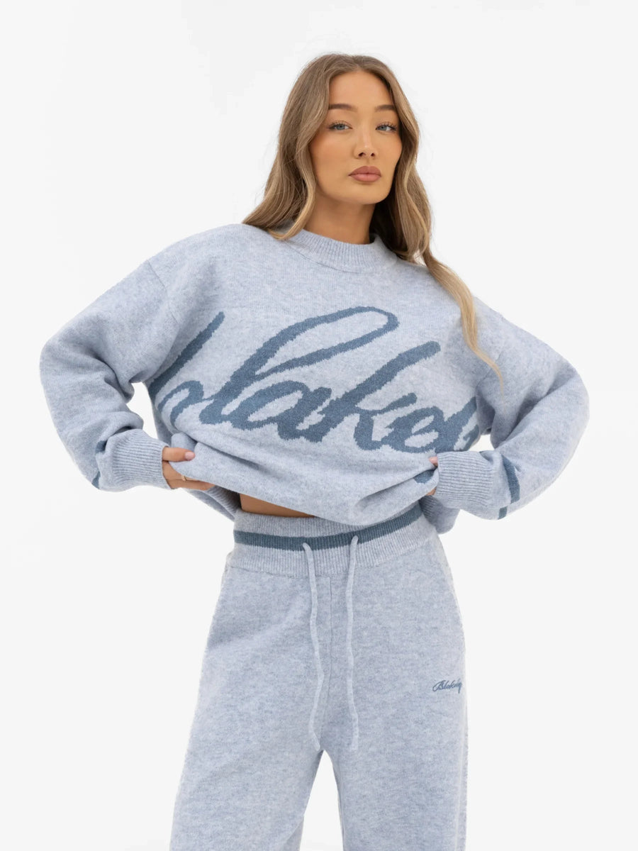 Buy Blakely Womens Icy Blue Margot Script Oversized Knitted Jumper ...