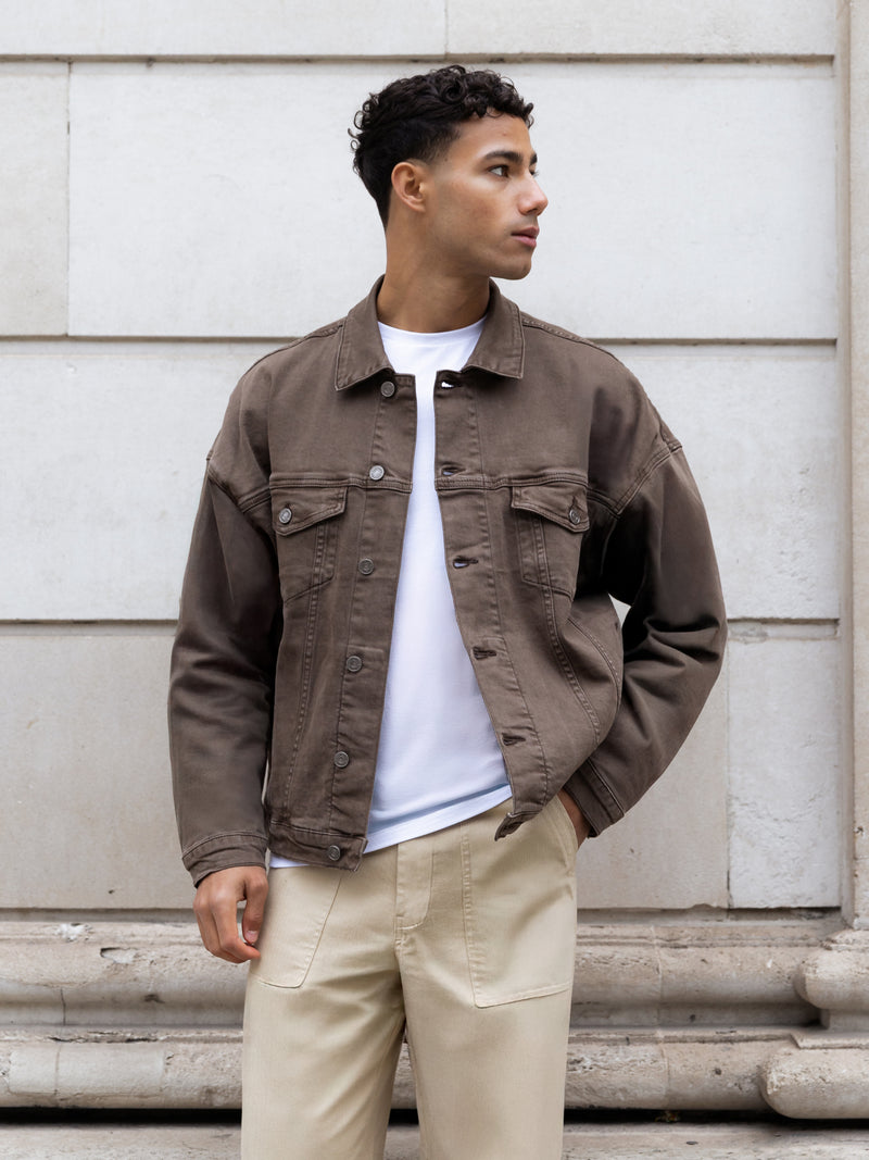 Buy Blakely Mens Brown Denim Trucker Jacket | Free delivery on orders ...