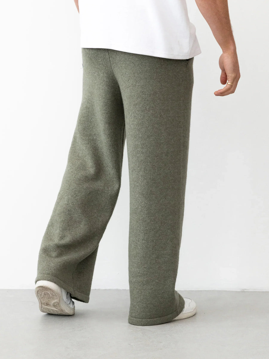 Buy Blakely Mens Safari Green Alfie Knitted Wide Leg Sweatpants | Free ...