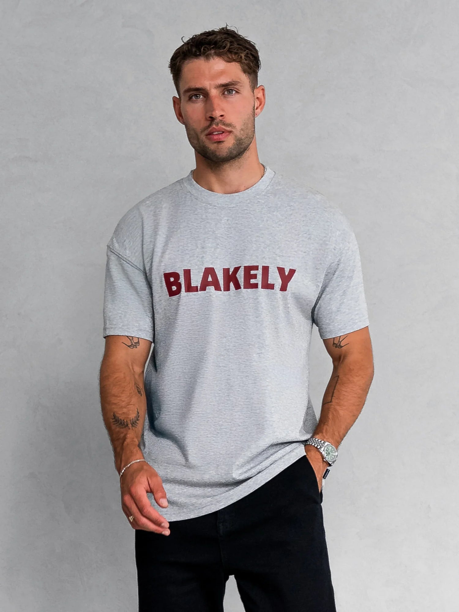 Buy Blakely Mens Marl Grey Raife Relaxed T-Shirt | Free delivery on ...