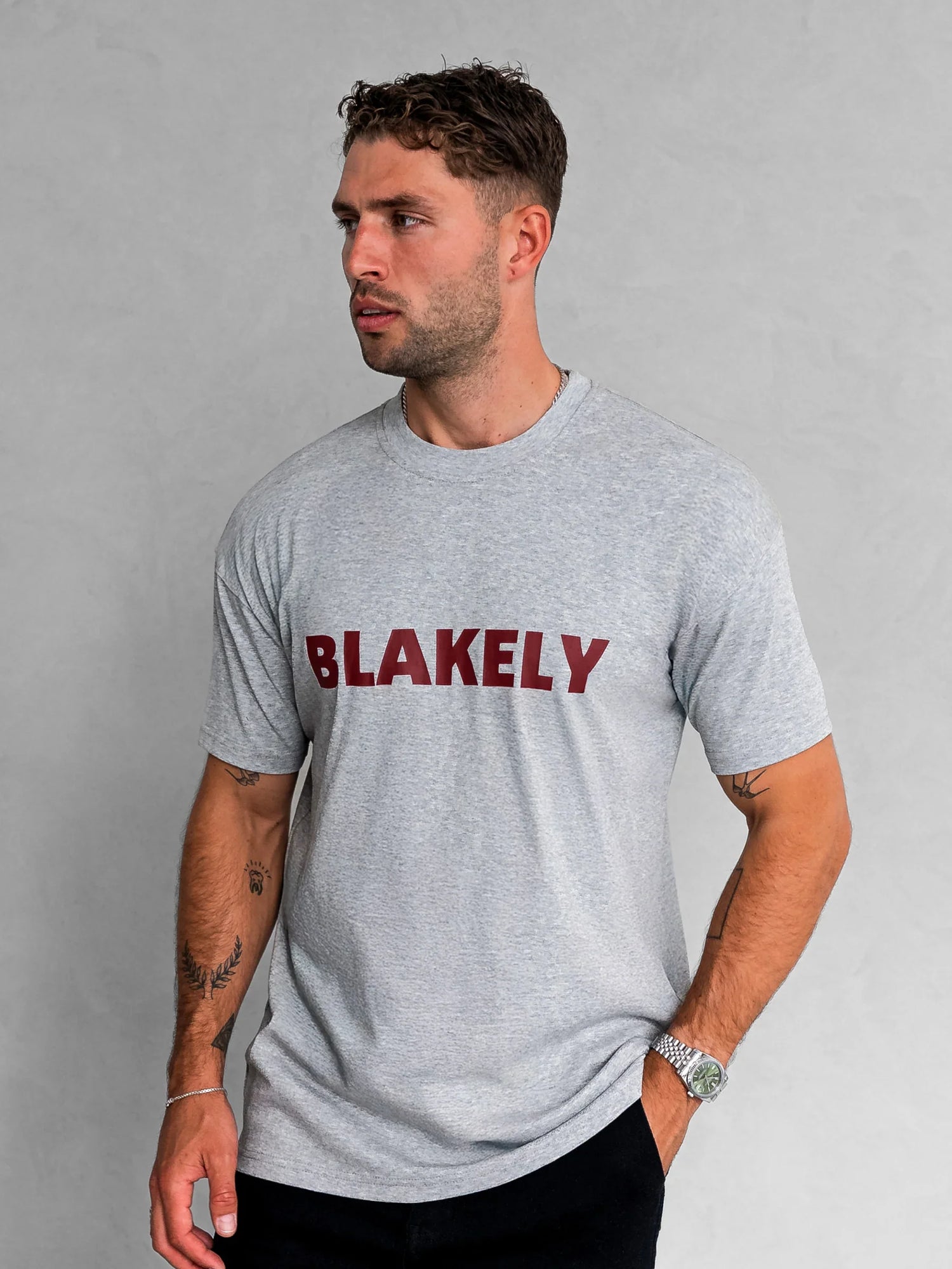 Buy Blakely Mens Marl Grey Raife Relaxed T-Shirt | Free delivery on ...