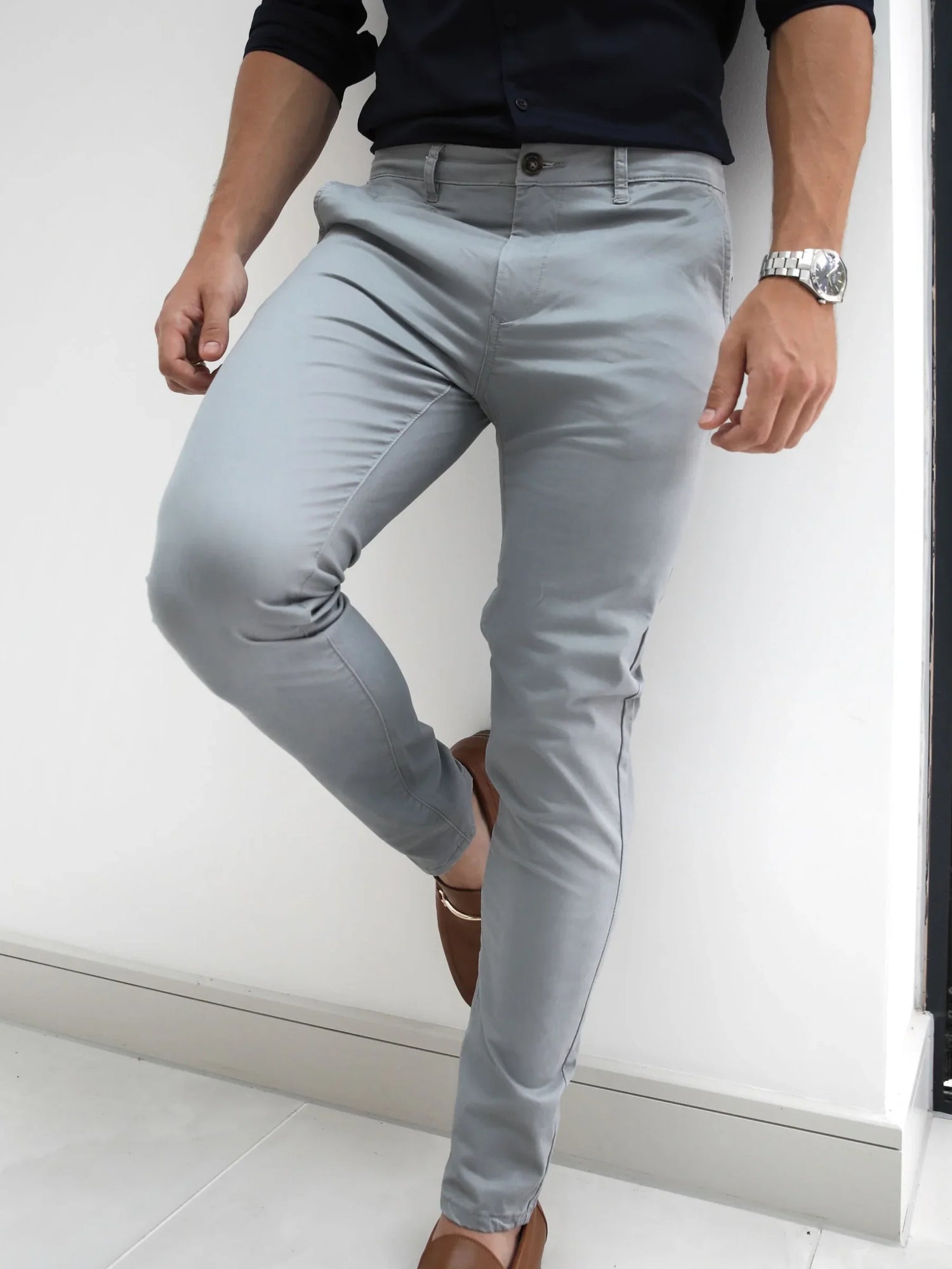 Blakely Clothing Mens Light Grey Stretch Chinos | Free delivery on ...